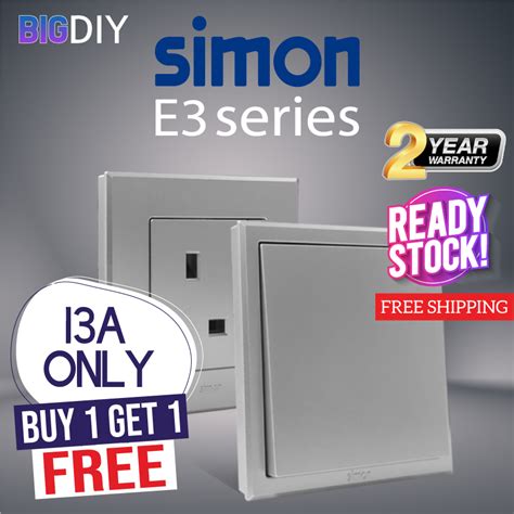 sirim 🔥13a socket buy 1 free 1🔥simon e3 silver simon switch e3