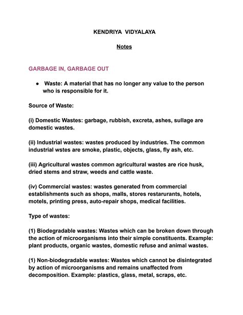 solution class 6 science chapter 16 garbage in garbage out notes