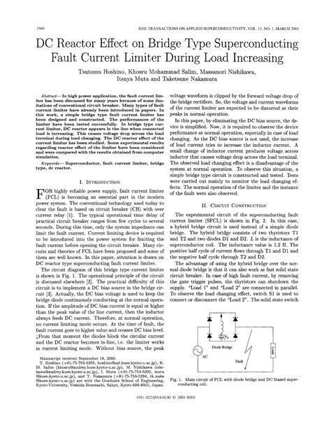 Pdf Dc Reactor Effect On Bridge Type Superconducting Fault Current
