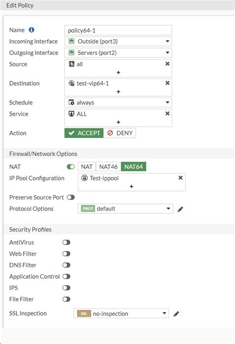 Technical Tip How To Create A Nat64 Firewall Poli Fortinet Community