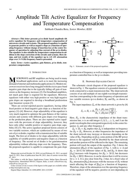 PDF Amplitude Tilt Active Equalizer For Frequency And Temperature Compensation