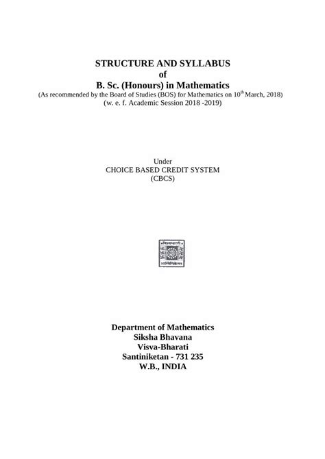 Pdf Structure And Syllabus Of B Sc Honours In Mathematics