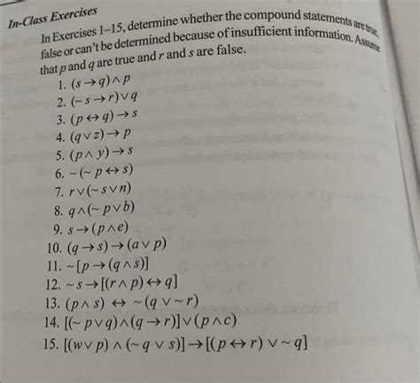 Solved Ercises False Or Cant Be Determined Because Of