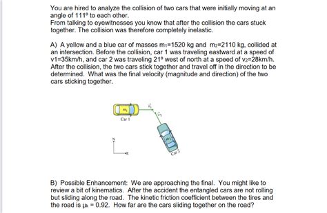 Solved You Are Hired To Analyze The Collision Of Two Cars Chegg