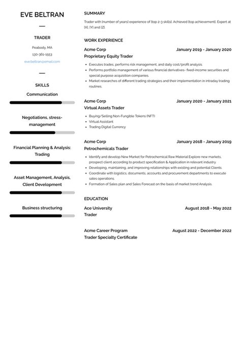 Trader Resume Examples And Templates