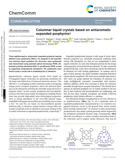 Pdf Columnar Liquid Crystals Based On Antiaromatic Expanded Porphyrins