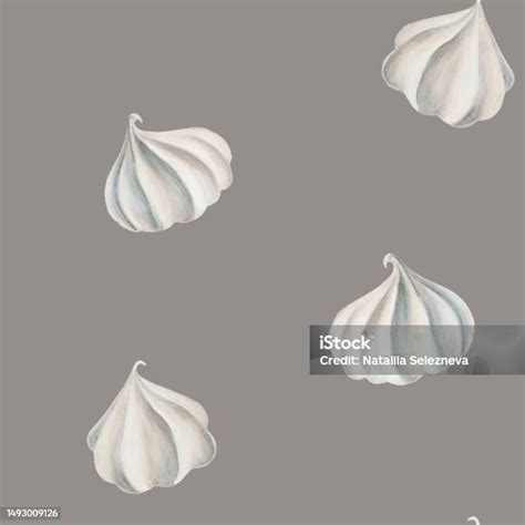 머랭이 있는 수채화 무늬 하얀 고립된 배경에 달콤한 그림을 그리는 손 디자이너 메뉴 상점 거짓말 탐지기 바 비스트로 레스토랑