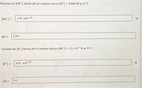 Solved Calculate The OH And The PH Of A Solution With An Chegg