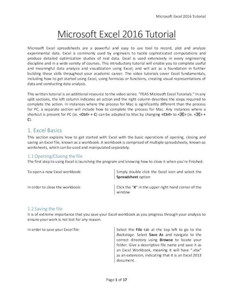 pdf microsoft excel 2016 tutorial faculty ofmy engineering queensu