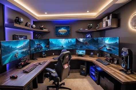 Multiscreen Gaming Setup Serious Gamers And Multitaskers Premium Ai