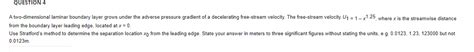 solved question 4 a two dimensional laminar boundary layer