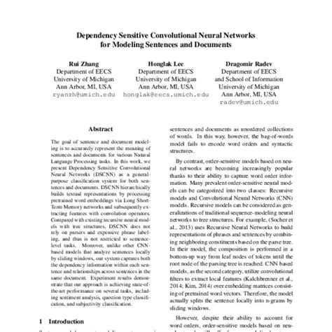 Dependency Sensitive Convolutional Neural Networks For Modeling Sentences And Documents Acl