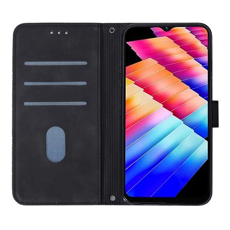 For Tecno Spark C K Q Crossbody D Embossed Flip Leather Phone Case Black Alexnld Com