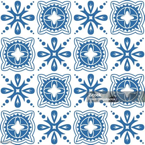 벽 및 바닥 장식을위한 Azulejo 사각형 세라믹 스페인어 타일 복고풍 기하학적 대칭 벡터 일러스트 레이 션 0명에 대한 스톡 벡터 아트 및 기타 이미지 Istock