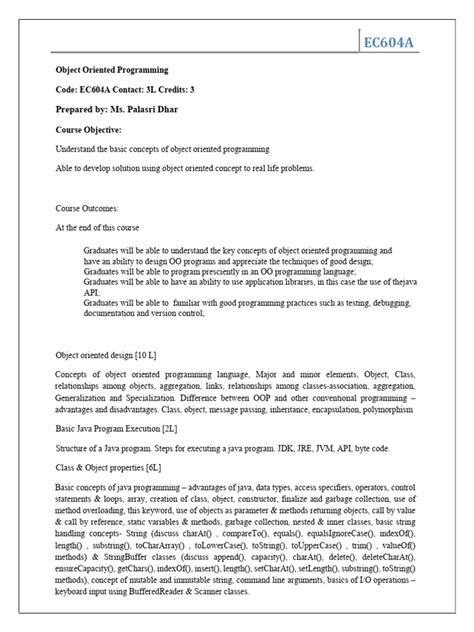Ec604a Pdf Java Virtual Machine Object Oriented Programming