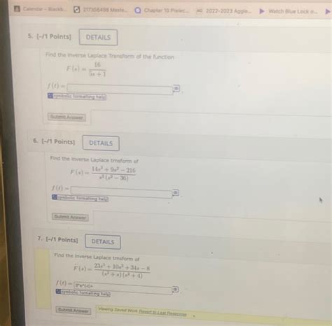 solved 5 ﻿find the inverse laplace transform of the