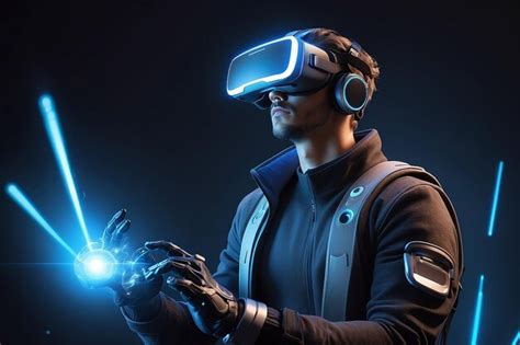 Premium Photo Exploring The Futuristic Metaverse Man Immersed In Virtual Reality With Vr Headset