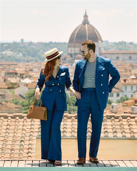Royal Blue Double Breasted Suit With Striped Breton Shirt