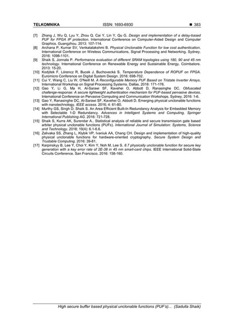 High Secure Buffer Based Physical Unclonable Functions Pufs For Device Authentication Pdf