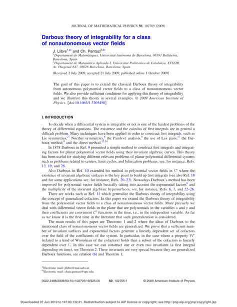 Pdf Darboux Theory Of Integrability For A Class Of Nonautonomous