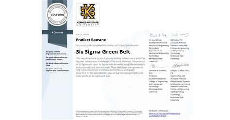 Dr Pratiket Bamane On Linkedin Completion Certificate For Six Sigma