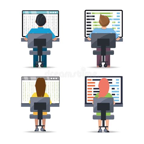 Web Developer Programmer Flat Vector Illustration Stock Vector