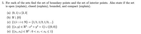 solved 5 for each of the sets find the set of boundary