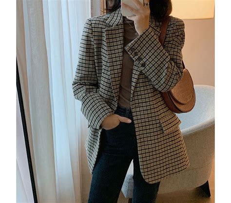미스유 당일출고 가을무드 메카 체크 자켓