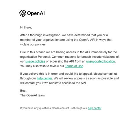 Openai Is Now Terminating Api Accounts Rip To Free Speech Rchatgpt