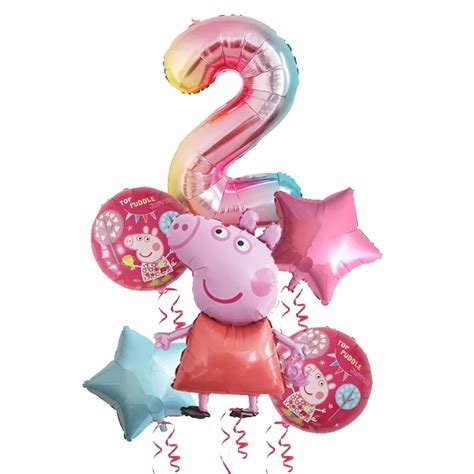 6 шт Свинка Пеппа цвет Джордж воздушный шар для вечеринки на день рождения Декор 1 2 3 рождения