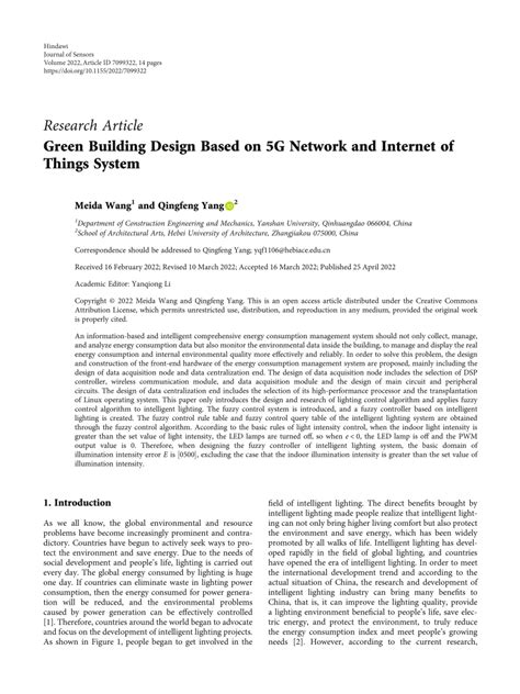 Pdf Green Building Design Based On 5g Network And Internet Of Things System