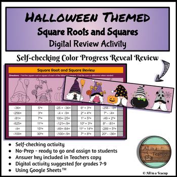 Halloween Adding Subtracting Square Roots Radicals Review Digital Activity