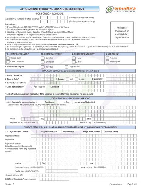 Fillable Online Download Digital Signature Dsc Application Form Emudhra Fax Email Print