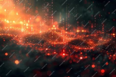 Premium Photo Abstract Fiery Red And Orange Digital Landscape Futuristic Technology And Data