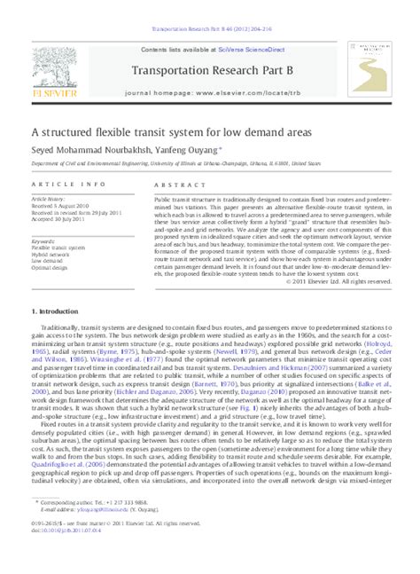Pdf A Structured Flexible Transit System For Low Demand Areas