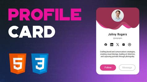 profile card using html and css asmr coding youtube