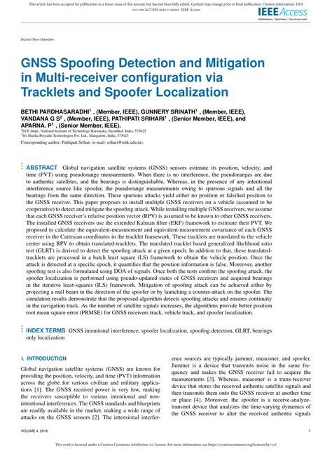 PDF GNSS Spoofing Detection And Mitigation In Multireceiver Configuration Via Tracklets And