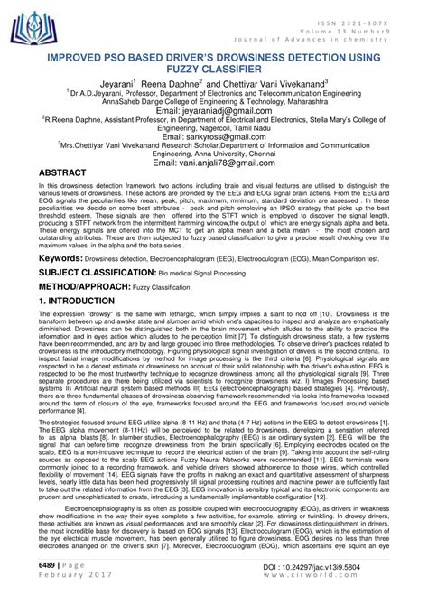 Pdf Improved Pso Based Drivers Drowsiness Detection Using Fuzzy Classifier