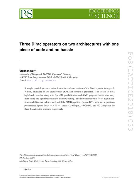 Pdf Three Dirac Operators On Two Architectures With One Piece Of Code And No Hassle