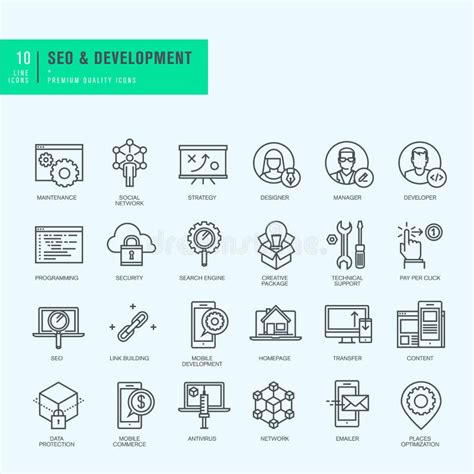 Thin Line Flat Design Concepts Of Mobile Site And App Design And Development Stock Vector
