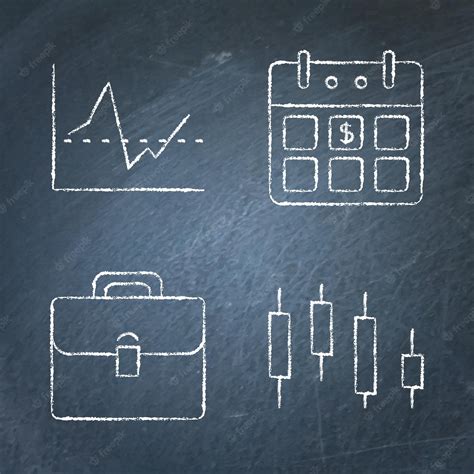 칠판 투자 아이콘 세트 프리미엄 벡터