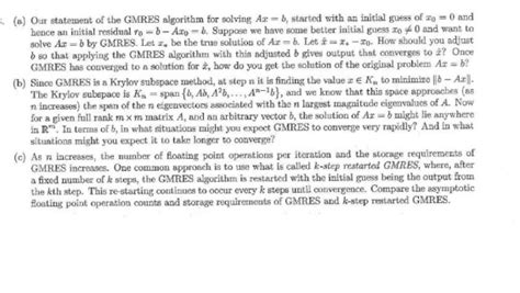 a our statement of the gmres algorithm for