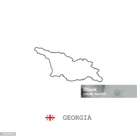 조지아 벡터 맵 윤곽선 선 선형 흰색 배경에 조지아 검은 지도 조지아 국기 0명에 대한 스톡 벡터 아트 및 기타 이미지 0명 교육 디자인 Istock