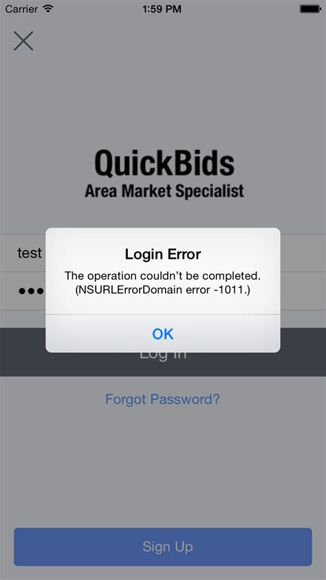 Authentication Parse IOS SDK LogInController DidFailToLogInWithError Returns User