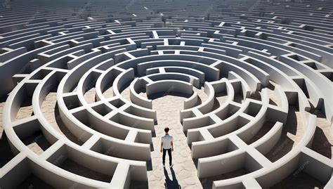 Premium Ai Image Person Lost In White Mazehuman Challenge A Man Navigating Through A Maze Top