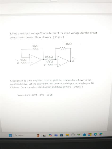 Solved Find The Output Voltage Vout In Terms Of The Input