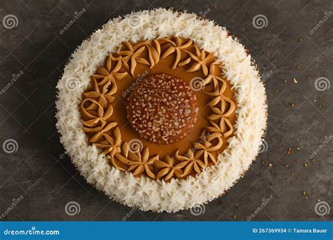 Coconut Sponge Cake With Desiccated Coconut Stock Illustration