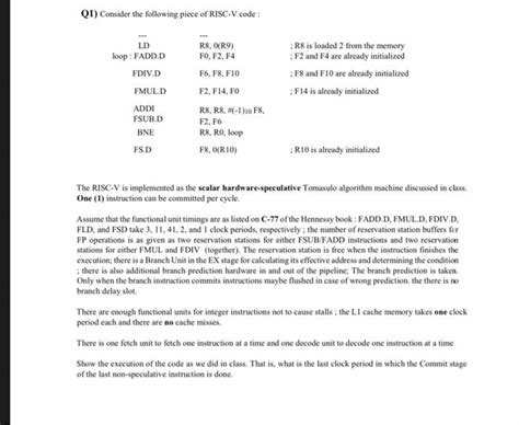 q1 consider the following piece of risc v code ld