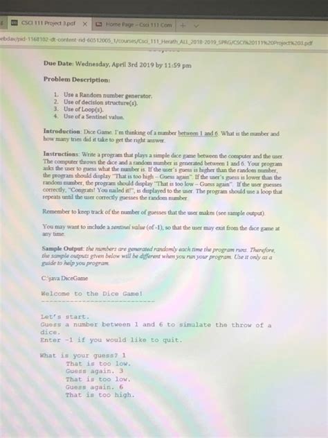 Solved Csci 111 Project 3pdtx Home Page Csci 111 Com
