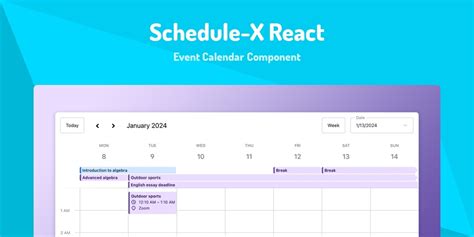 Schedule X React Event Calendar Component Made With Reactjs